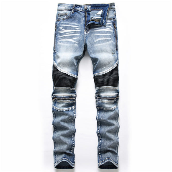 BUY NEWSOSOO Patched Camo Biker Jeans Ripped Mens ON SALE NOW! - Rugged ...