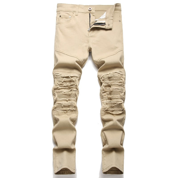 BUY NEWSOSOO Patched Camo Biker Jeans Ripped Mens ON SALE NOW! - Rugged ...